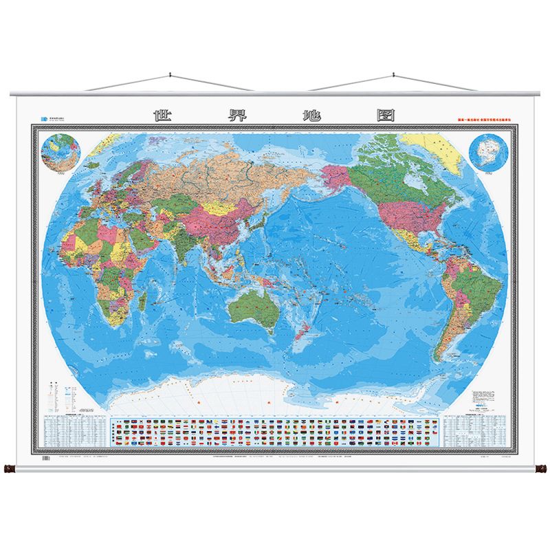 挂绳精装】用图世界地图地图卷轴 挂图世界X2.2会议室 地图地图挂