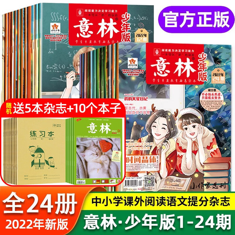 意林少年版2023年杂志订阅 2022年1-12月现货全套合订本中小学作文素材写作指导校园励志读本 【送5本杂志+10个本共39本】2022年24期