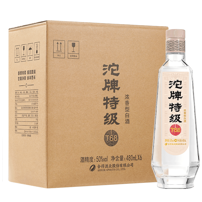 沱牌 特级 T68 浓香型白酒 50度 480ml*6瓶 整箱装，345.00元包邮（需用券）—— 慢慢买比价网