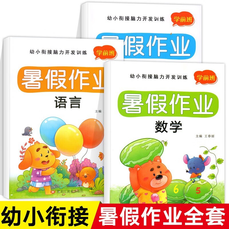 幼小衔接暑假作业全套3本 学前班幼儿园大班拼音数学语言练习册一日一练 幼升小衔接升一年级入学准备学前思维训练语文教材练习题 【3本】幼小衔接暑假作业