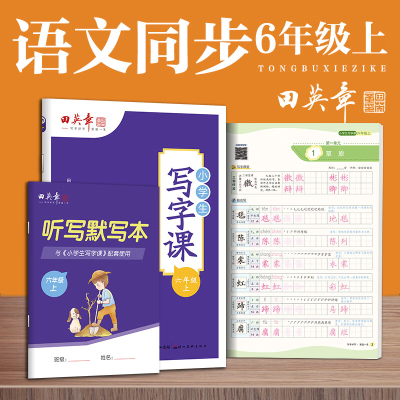 田英章写字课课练六年级上册语文同步练字帖小学生描红练字本六年级下册部编人教版钢笔控笔训练字帖6年级下册字帖硬笔初学者生字抄写本 六年级上册