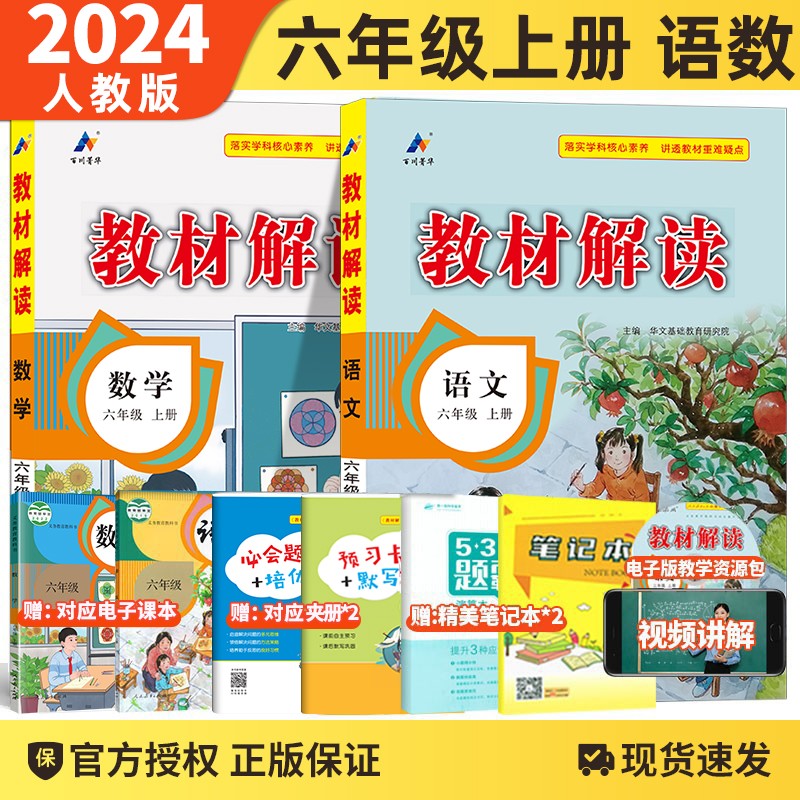 【自选】2024新版教材解读六年级上下册语文数学英语全套人教北师外研版 小学6年级教材解读同步讲解练习册预习资料书 教材解读六上语数 人教版