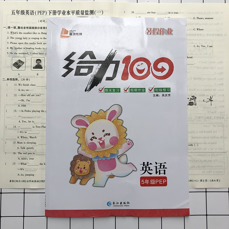 2023版给力100暑假作业12345一二三四五年级下册语文数学英语人教版RJ期末复习+假期作业+衔接预习 五年级下册 英语pep人教版