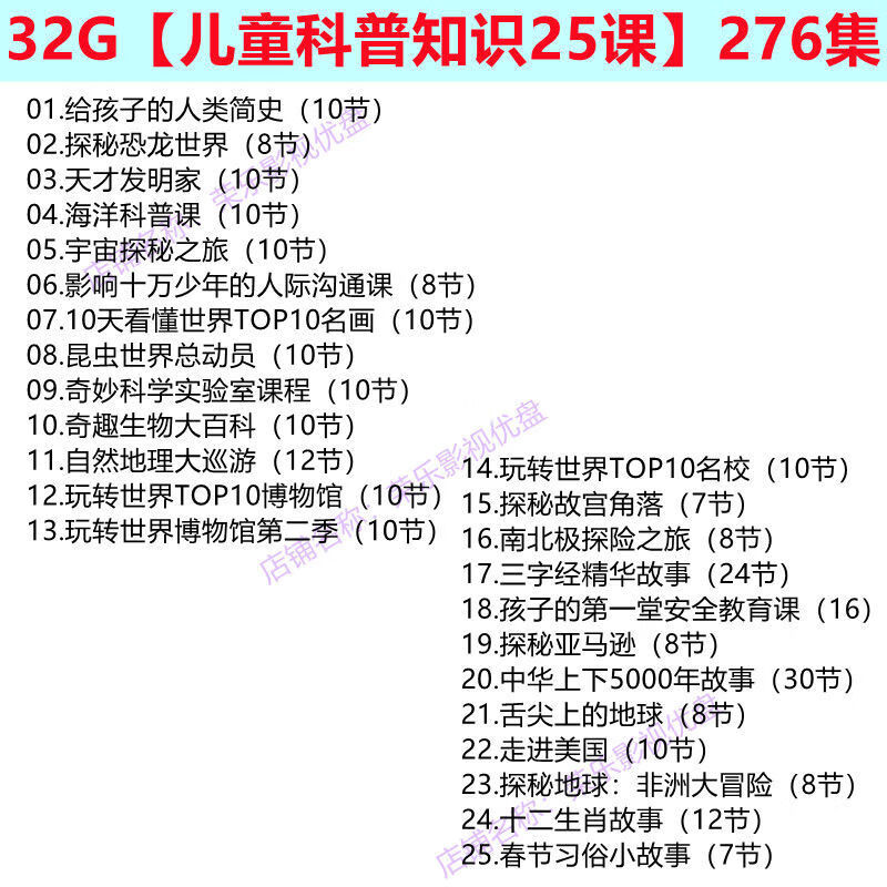 知识视频常识动画 32G 儿童科普知识【25科】