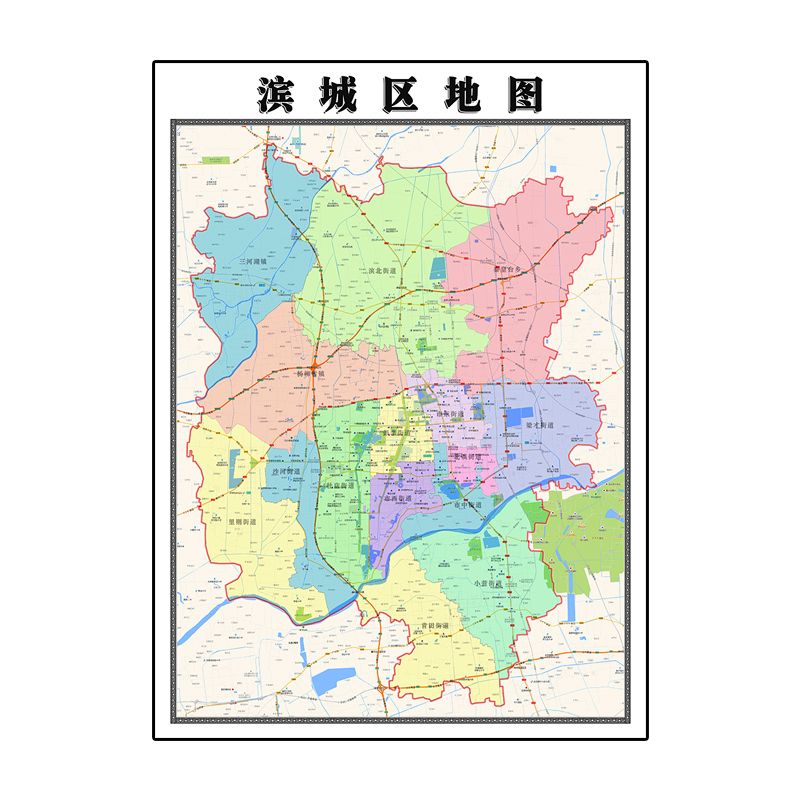 滨城区地图1.1m山东省滨州市新版防水办公室书房装饰画会客厅贴画 覆膜