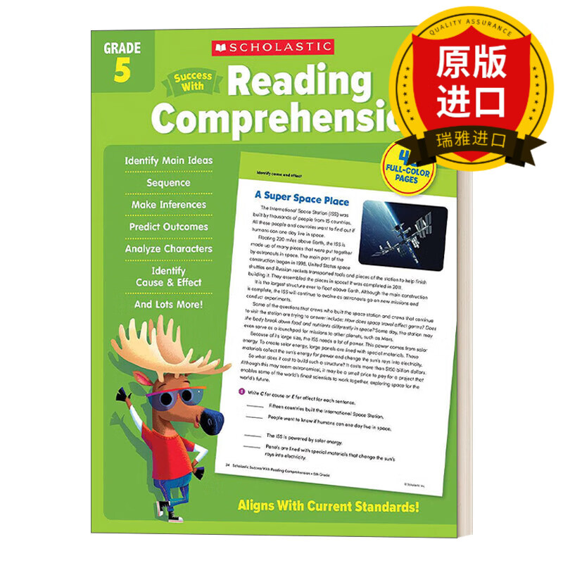 英文原版 Scholastic Success with Reading Comprehension Grade 5 学乐成功系列阅读理解练习册 五年级 英文版 进口英语原版书籍