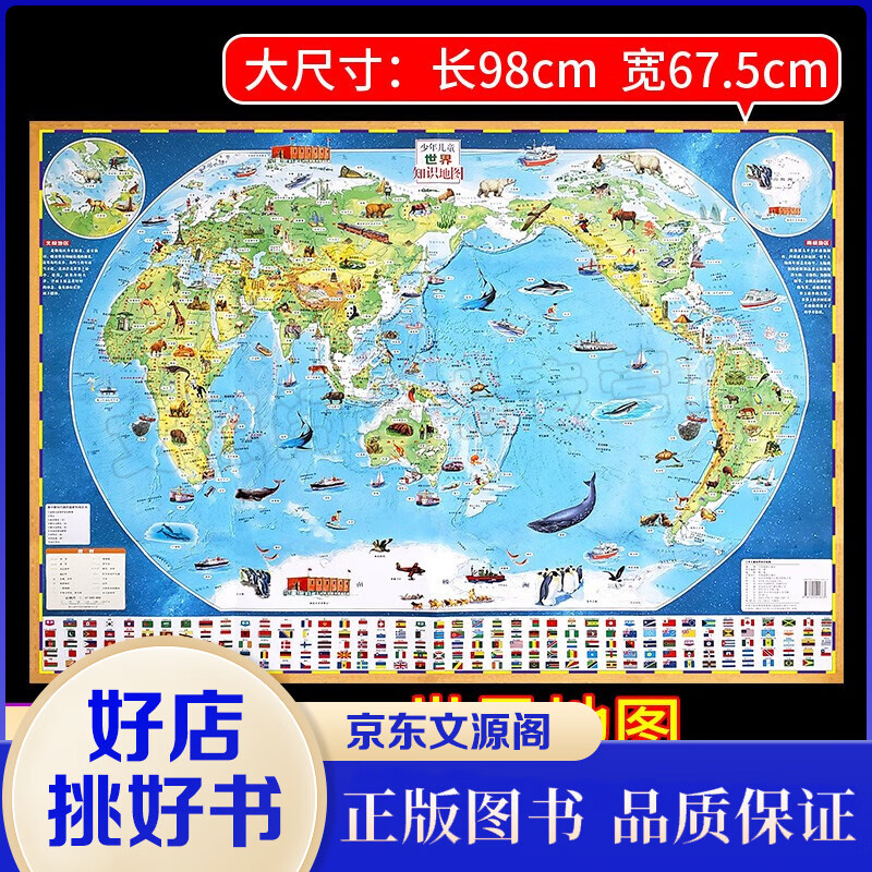 2021新版少年儿童世界知识地图 儿童成长教育知识教具少年儿童实用知识地图 世界地图