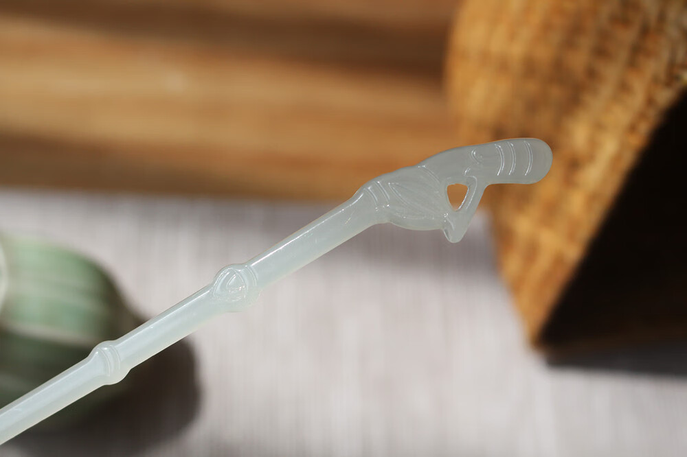古典竹节发簪醋酸簪子古风汉服女头饰品发钗盘发 加厚岫玉色