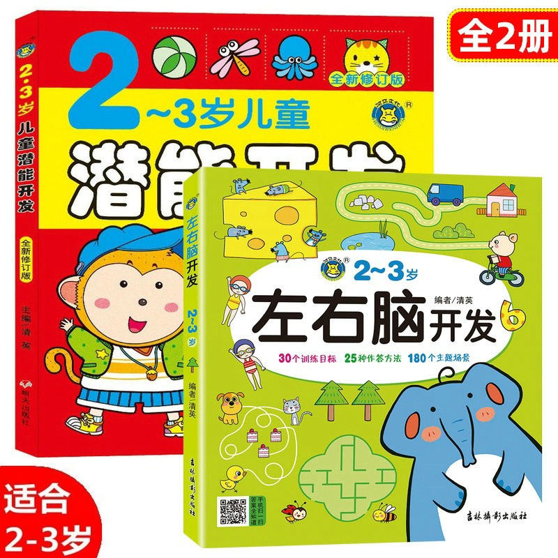 2-3岁左右脑思维训练书两到三岁儿童大脑潜能开发早教图书左脑右脑全脑智力开发逻辑思维书籍2岁3岁宝宝启蒙认知观察力记忆力训练益智读物