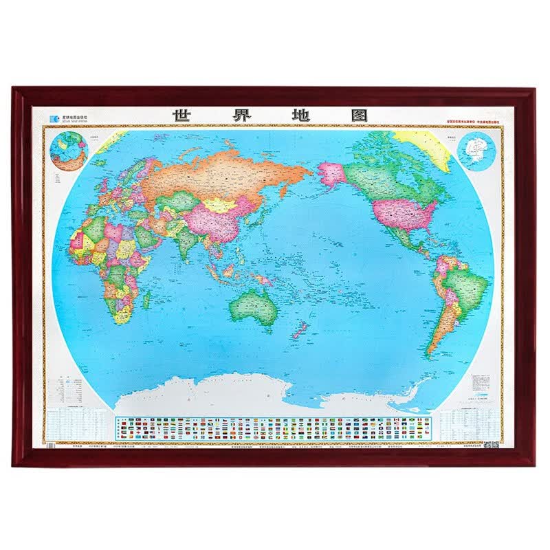 2023年 定制边框 中国地图 世界地图 办公室挂图 约1.9米*1.4米 世界地图-2023