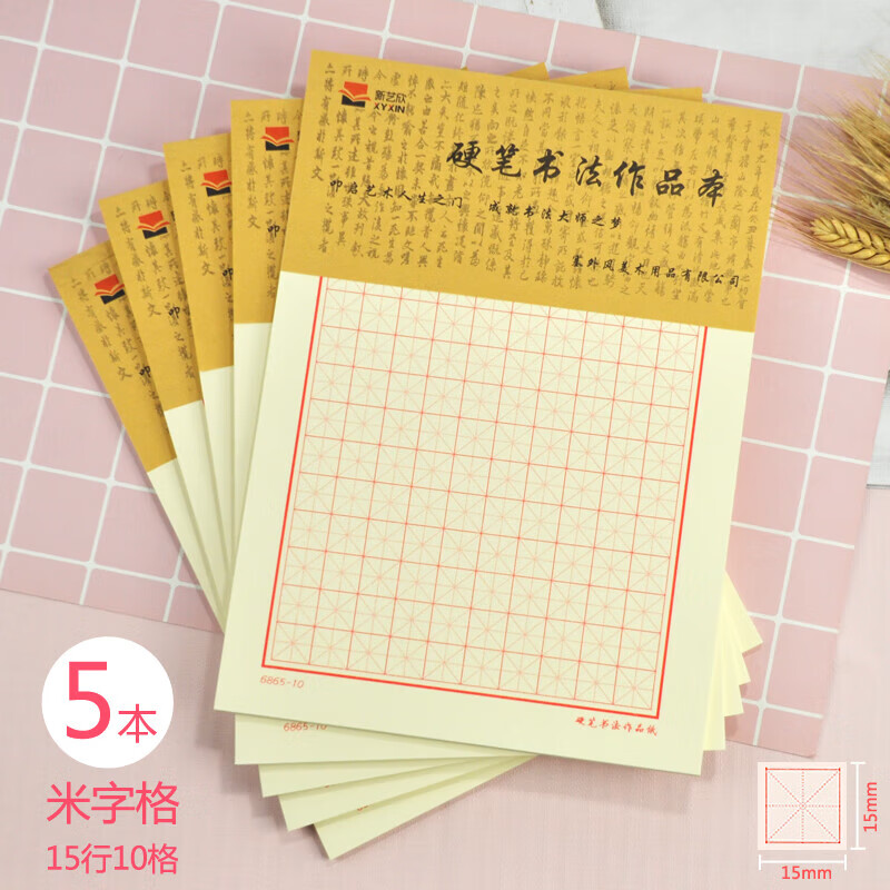 【好书精选】新艺欣硬笔书法作品纸田字格书法练习纸回米字格练字本加厚15*10 米字格 5本250张