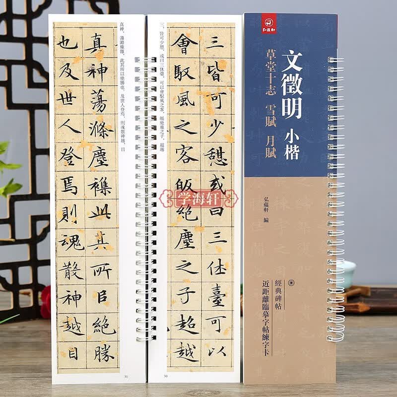 学海轩 文徵明 小楷草堂十志雪赋 月赋 原碑原帖 文征明小楷毛笔字帖书法临摹繁体旁注 弘藴轩碑帖近距离临帖摹字练习卡册页卡