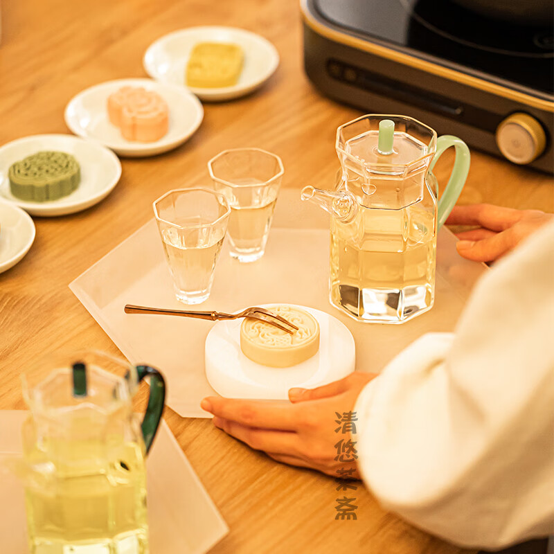 HYWLKJ新中式绿茶壶玻璃茶壶 300ml 玻璃仿宋手执壶浅绿把 300m-京东-618/双十一/双11-京东折扣隐藏大额优惠券