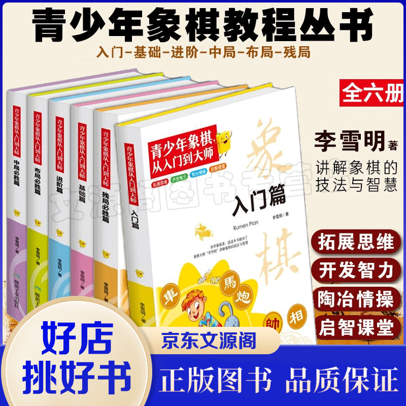 青少年象棋从入门到大师（全6册） 儿童象棋书初学者础教程 象棋棋谱少儿小学生初学者中国象棋入门与提高