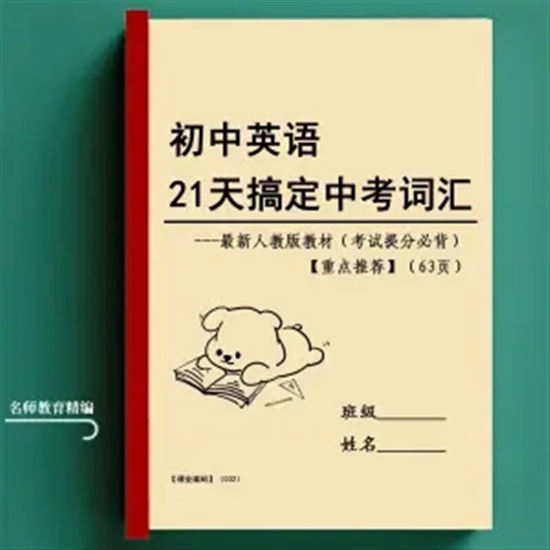 人教版初中英语21天搞定中考词汇人教版单词短语句型分册练习本 初中英语21天搞定中考词汇 初中通用