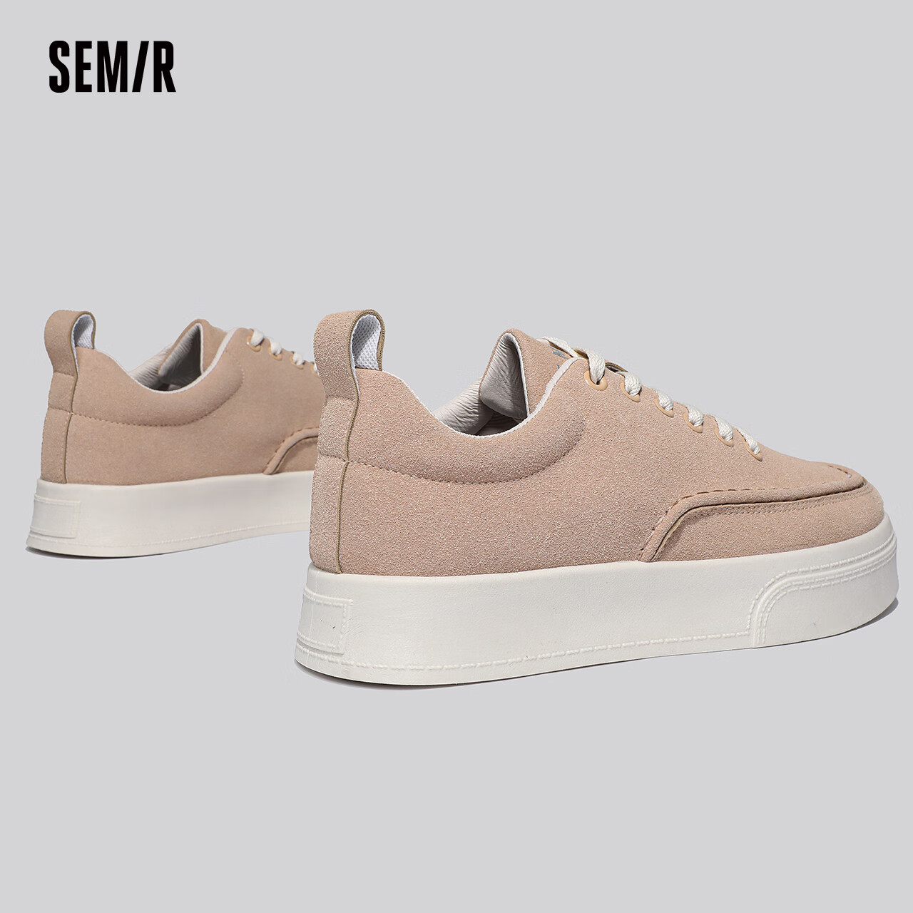 Semir板鞋男款2024春季新款ins潮帅气潮男厚底增高运动休闲百搭鞋时尚 卡其 39-京东-618/双十一/双11-京东折扣隐藏大额优惠券