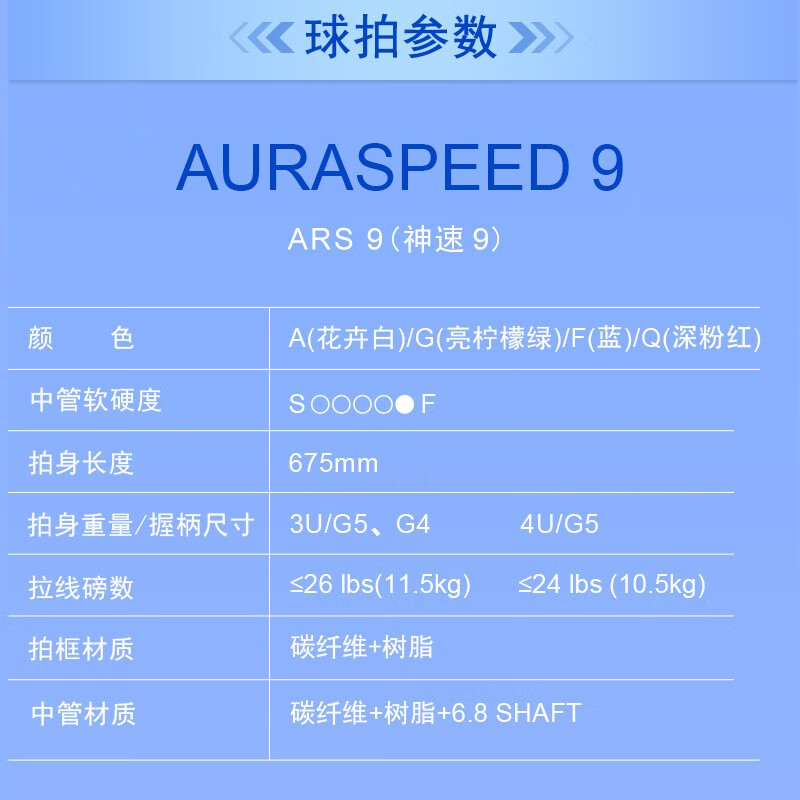 AURASPEED 9 神速9 ARS9 ARS-9 AURASPEED9 神速9A 羽毛球装备哪里买 中羽在线