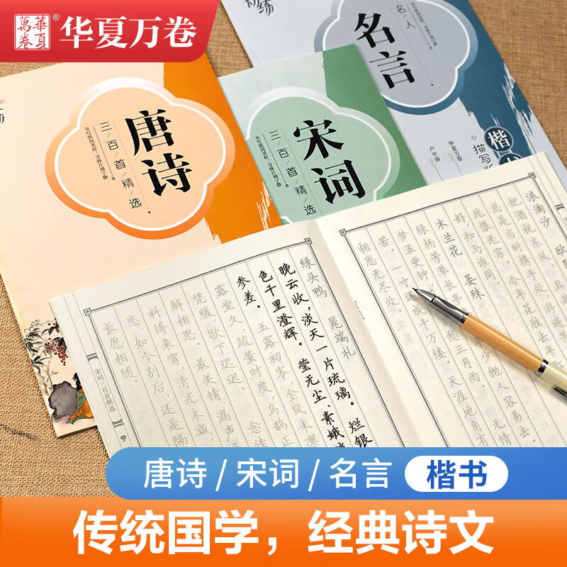 唐诗宋词三百首卢中南硬笔楷书字帖钢笔描红小学生古诗词练字