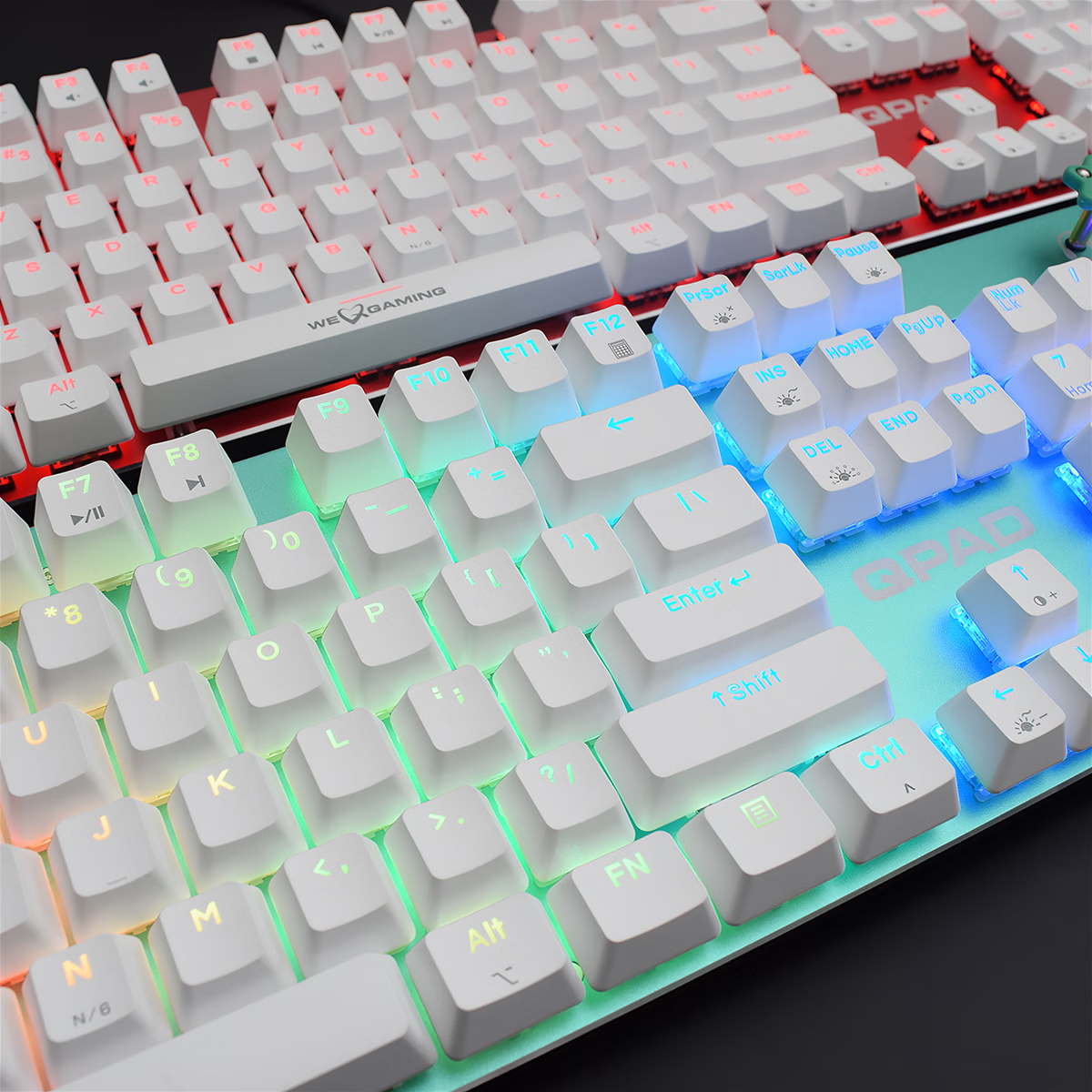 酷倍达QPAD防水机械键盘KC-60樱桃轴KO-60光轴耳机声卡免驱104键RGB顺丰 樱桃红轴、绿色、防水、声卡PBT USB接口 104键-京东-618/双十一/双11-京东折扣隐藏大额优惠券