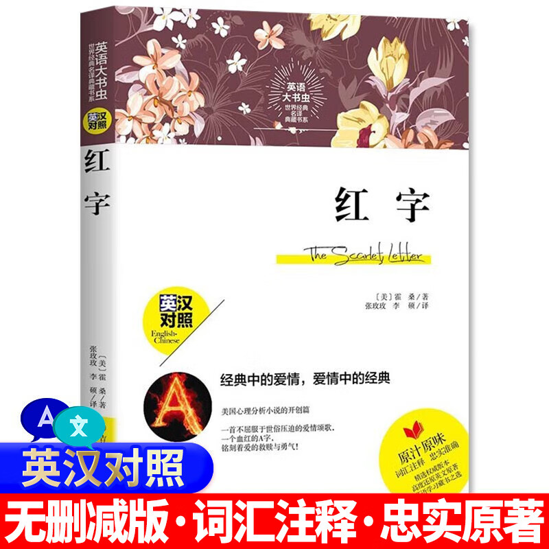 红字 英文版+中文版 双语版 英汉互译对照阅读中英双语世界文学名著阅读书目词汇注释 英语大书虫世界经典名译典藏书系