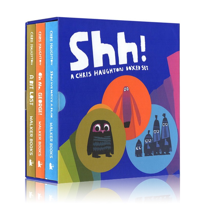 %预售 英文原版 Shh! A Chris Haughton Boxed Set 克里斯·霍顿3册套装 嘘！我们有个计划 纸板书0-3岁幼儿英语启蒙获奖童书
