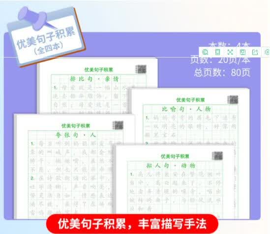 荣恒教育 23版 手撕字帖 小学生优美句子积累 夸张句