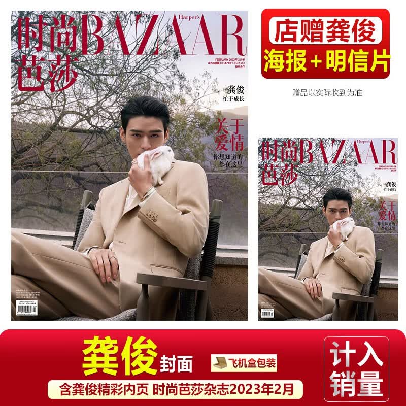 龚俊AB封面+赠4张官方随机小卡 费加罗杂志2023年8月/ELLE世界时装之苑7月/时装男士/女士6月/OK精彩/睿士/智族/时尚先生芭莎 时尚芭莎23年2月