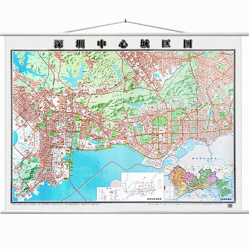 深圳市地图中心城区图 1.16米*0.87米 政区交通地理图