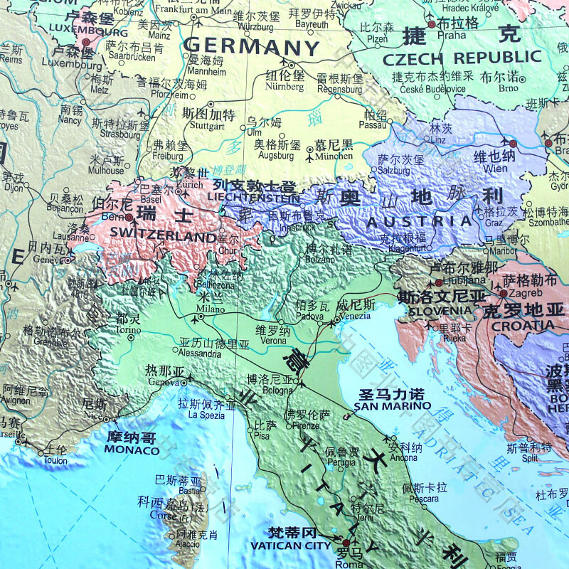 【中图北斗】欧洲地图挂图2023年新版高清双语英国法国德国意大利西班牙葡萄牙希腊瑞士乌克兰捷克波兰挪