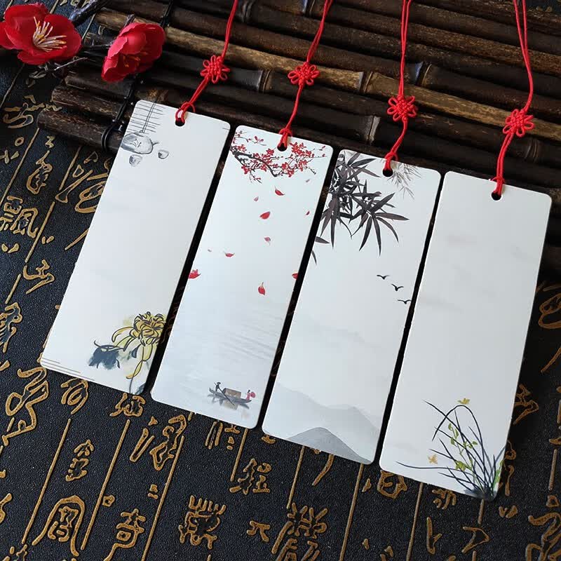 新年春节祝福贺卡心愿卡悬挂创意祈福许愿卡吊卡树装饰挂件小卡片 梦里落花40张+中国结