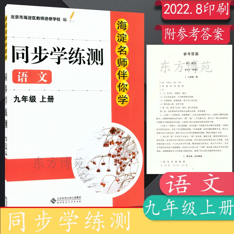 2023秋海淀名师伴你学 同步学练测九年级9年级语文数学英语化学物理道德与法治历史 语文上册