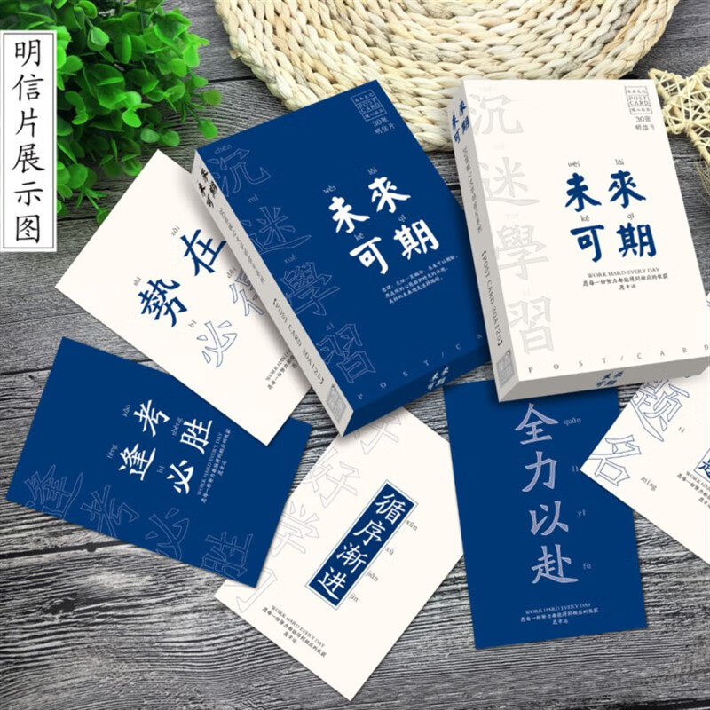 致未知的你名人名言贺卡 学生青春励志明信片小清新文艺卡片 30张 未来可期文字明信片