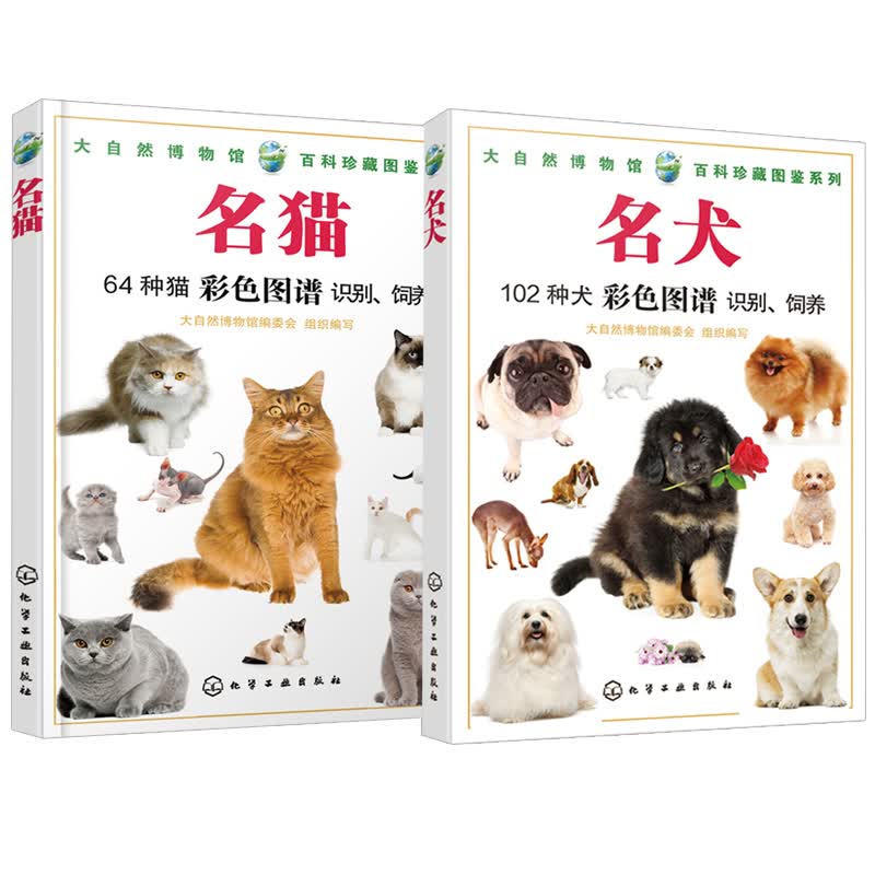 【全2册】名犬+名猫 100种名犬的起源形态习性养护要点识别饲养名犬世界导盲犬宠物猫喂养驯养技巧猫