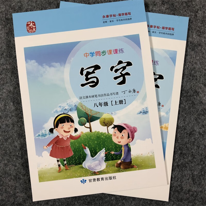 丁永康中学语文同步课课练写字部编人教版初中七八九年级上下册楷书字帖课本同步一课一练 7 8 9年级语文硬笔书法 甘肃教育【年级可自选】】 8上