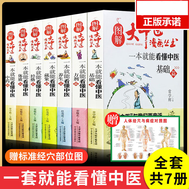 【全套7册】图解大中医漫画丛书 一本就能看懂中医基础篇+方剂+养生+经络+体质+中药+藏象 本草纲目 本草纲目