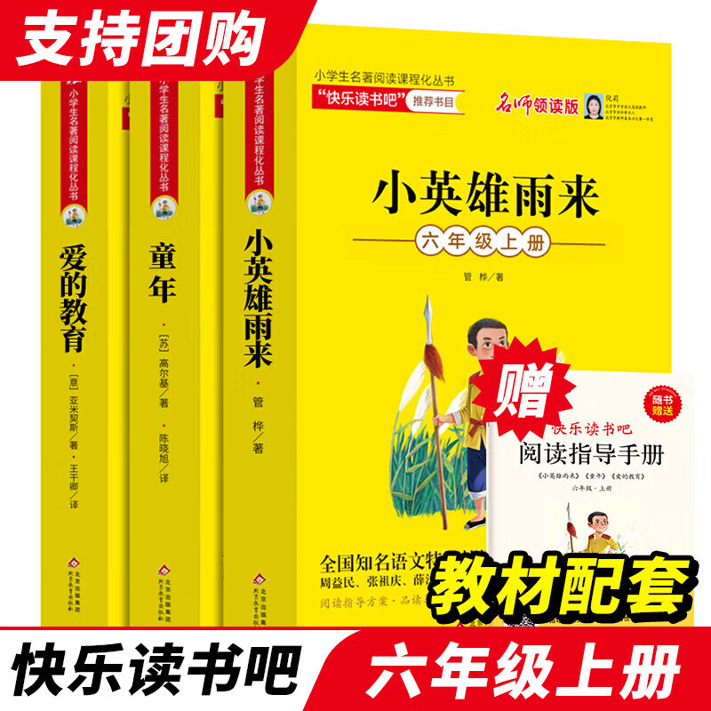 正规六年级阅读课外书快乐读书吧六年级上册全套书3册爱的教育童年书高尔基小英雄雨来6小学生三四五六年级课外阅读书籍儿童文学 快乐读书吧 六年级上全3册