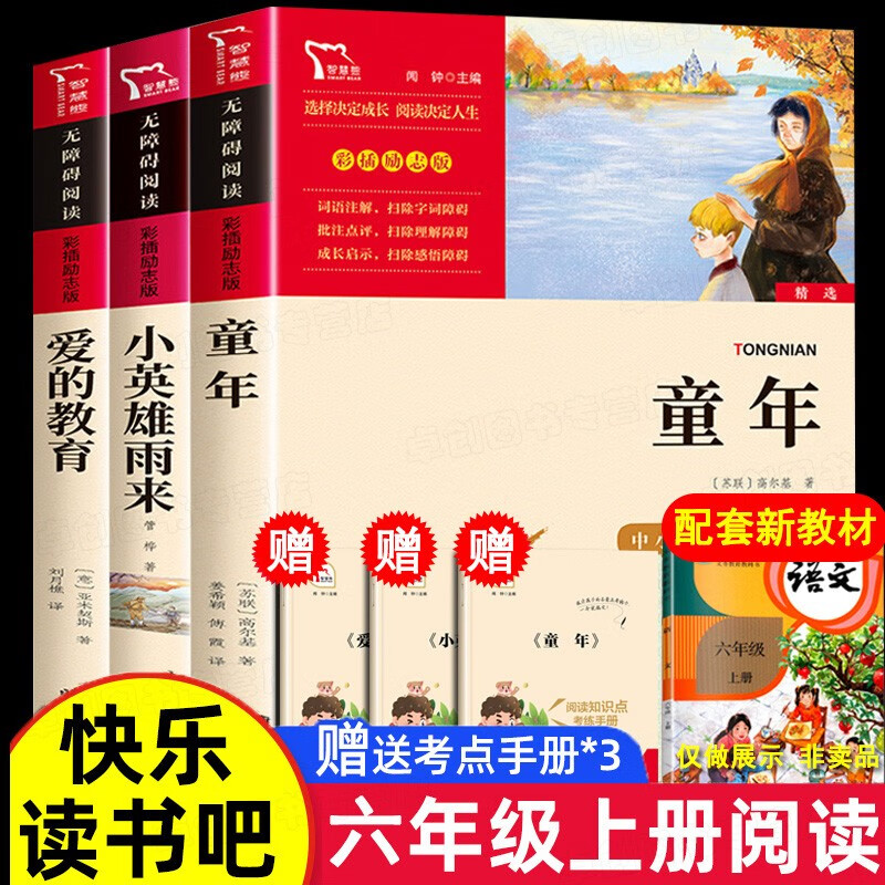 爱的教育小英雄雨来童年书高尔基原著六年级上册必读课外书 小学生五六年级课外阅读书籍快乐读书吧 童年+小英雄雨来+爱的教育