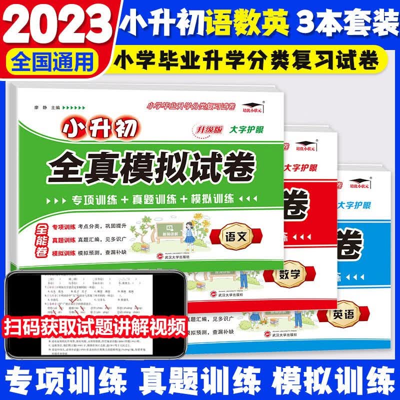 2023新小升初全真模拟试卷小学毕业升学考试试卷精选名校招生真题精选小学升初中系统总复习语数英真题模拟卷专项训练 培优小状元 小升初-语数英 3本