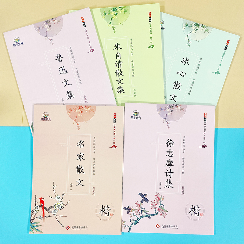 初中生心背名家散文好字天天练正楷书法教程 中学生龙浩书写规范汉字练字帖徐志摩诗集朱自清冰心鲁迅现代散文集楷书 名朱冰徐鲁（5本）