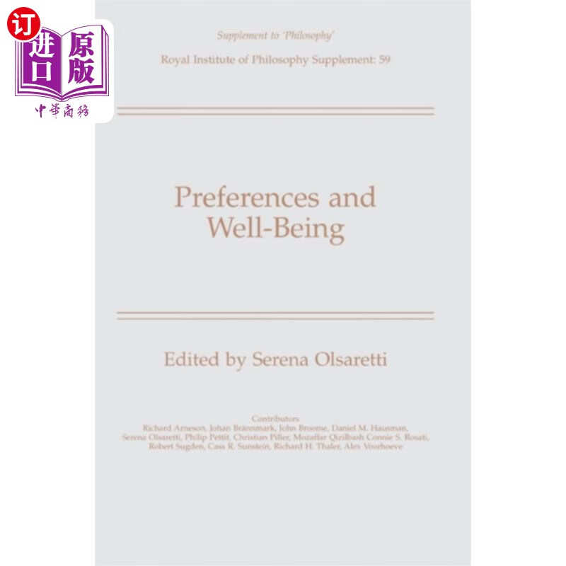 海外直订Preferences and Well-Being 喜好和幸福