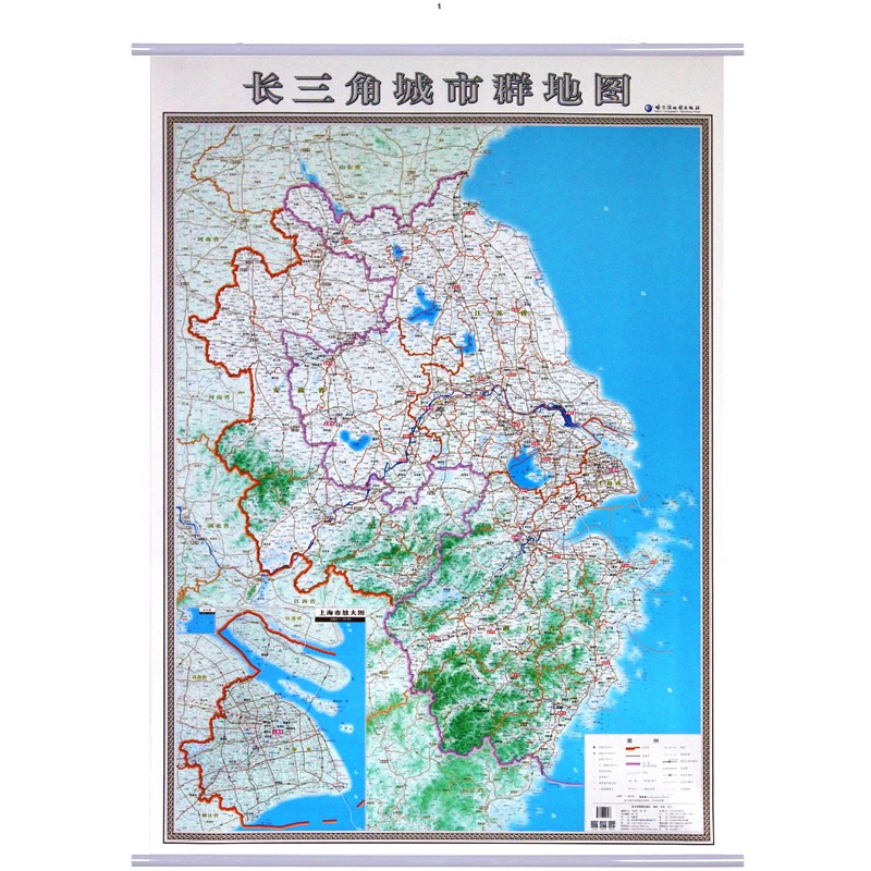 2023年 长三角城市群地图 上海江苏安徽浙江政区交通图 约1.4米*1米