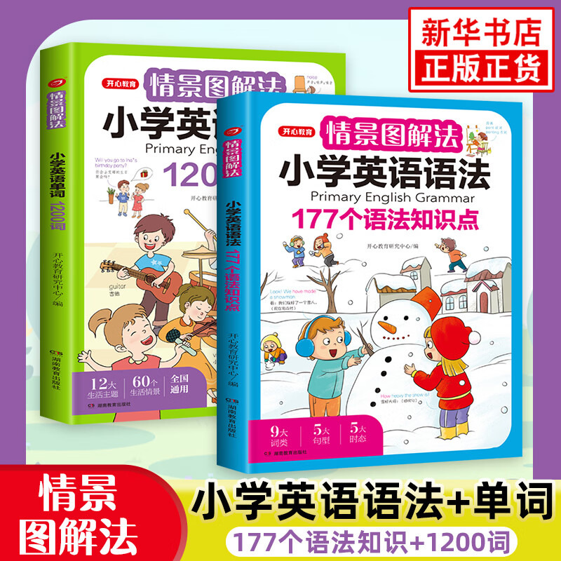 【自选】小学英语语法 分类记忆漫画场景词汇词类句型时态思维导图速记 情景图解法小学英语语法+词汇 全2册