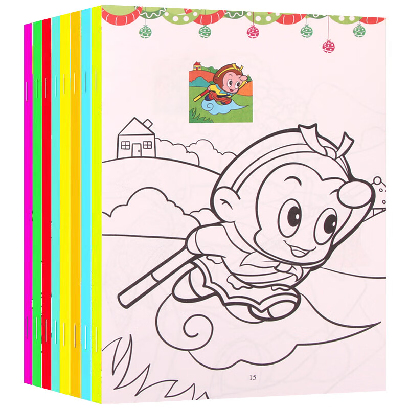 儿童画画本西游记涂色书2-3-6岁幼儿园宝宝图画绘画简笔画填色本 八本西游记涂色画【无画笔】