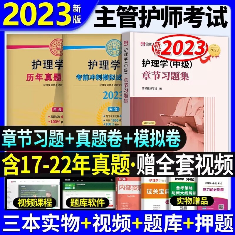 人卫官方】备考2024年主管护师2024人卫版教材试卷章节题人民卫生出版社应试指导同步章节习题单科特训1200题基础知识相关专业知识专业实践能力 【2023】章节习题集+模拟+历年（送视频+题库）