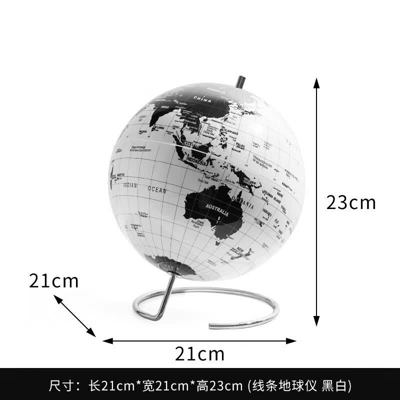 现代简约轻奢亚克力地球仪高档摆设书房书柜书桌办公室装饰品摆件 线条地球仪 黑白