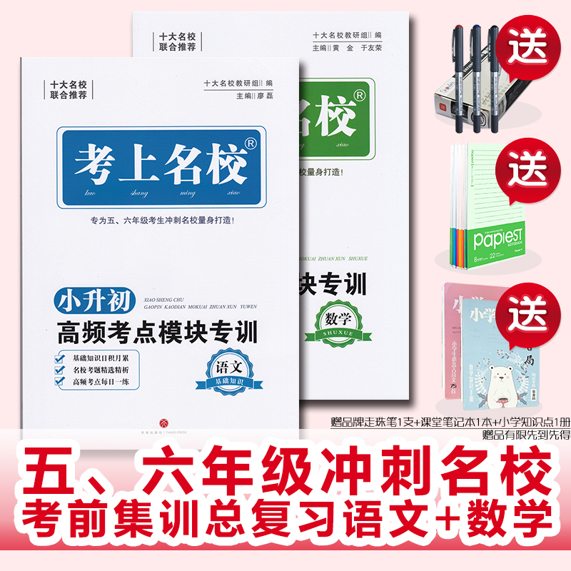 2020考上名校小升初高频考点模块专训语文数学2册