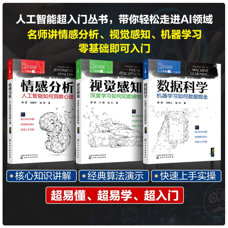 人工智能超入门丛书（情感分析/视觉感知/数据科学 套装3册）ChatGPT入门 机器学习、深度学习、自然语言处理、视觉感知零基础快速上手