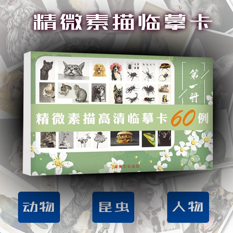 精微素描高清临摹卡【可选单本】第一册动物昆虫人物场景素描书临摹范本手绘基础兴趣绘画册彩铅入门技法教材少儿美术创意素描体系精微高清图 精微素描高清临摹卡第一册