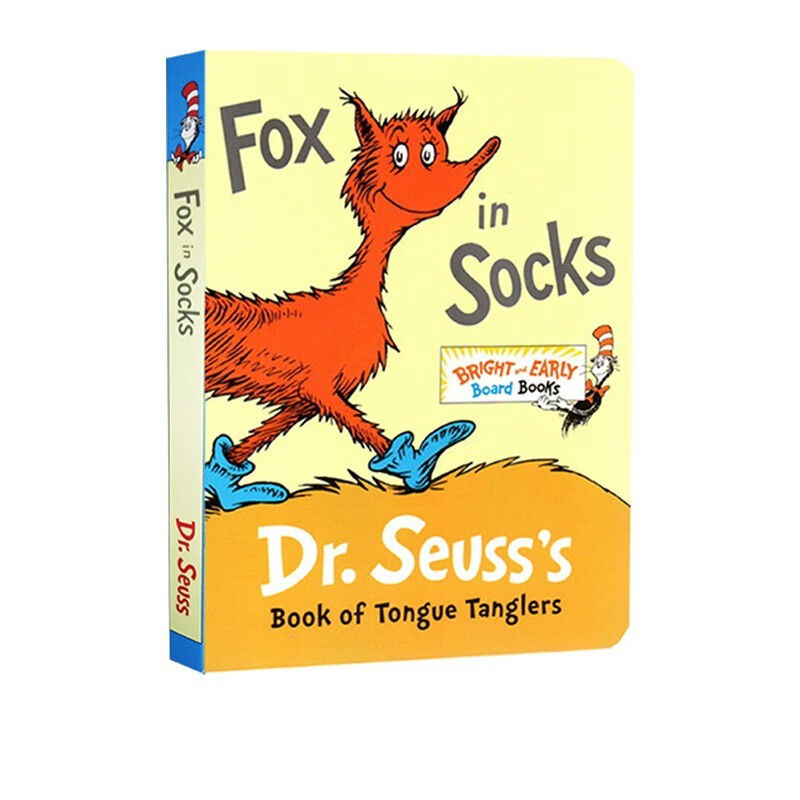 英文原版 苏斯博士启蒙纸板 Dr. Seuss 低幼儿童基础感官声音与耳朵英语阅读启蒙读物纸板书 撕不烂 Fox In Socks 纸板书 绿山墙图书
