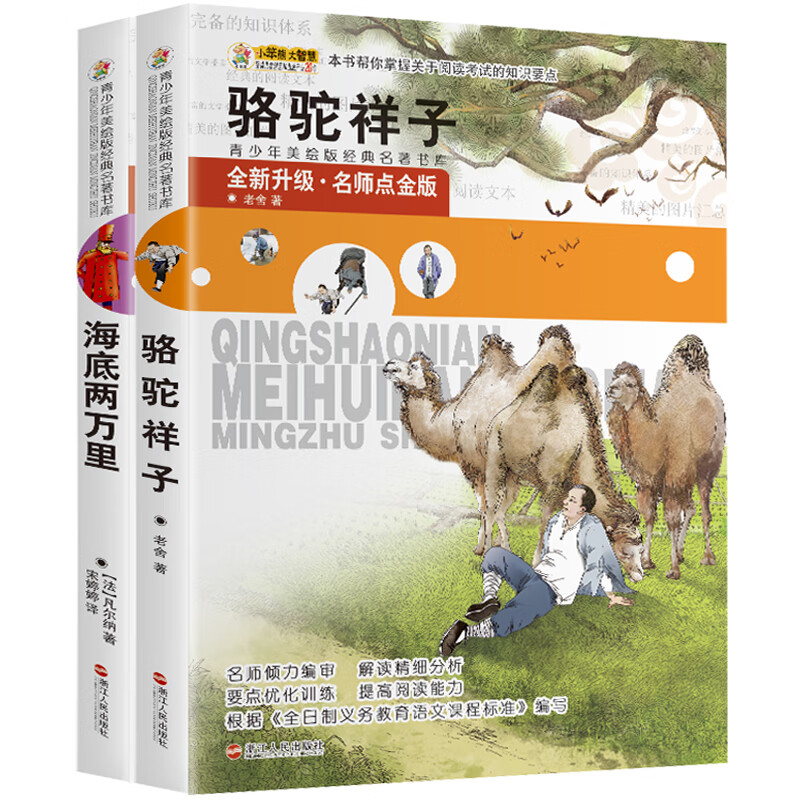 小笨熊 七年级必读 美绘版： 小学语文教科书必读书目 骆驼祥子+海底两万里（套装共2册 9-14岁 课外精选阅读）